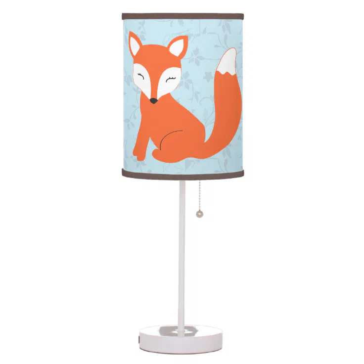 Blue Floral Woodland Fox Nursery Table Lamp | Zazzle