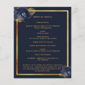 Blue florals gold photo funeral program | Zazzle