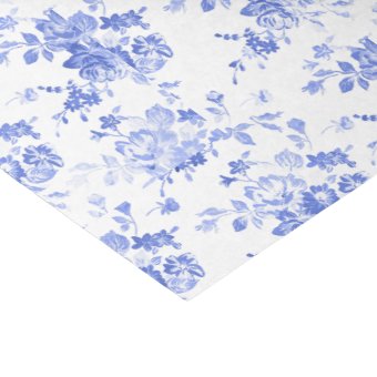 Blue Florals on White Decoupage Tissue Paper | Zazzle