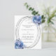Blue florals silver frame wedding invitation | Zazzle