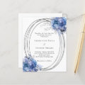 Blue florals silver frame wedding invitation | Zazzle
