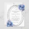 Blue florals silver frame wedding invitation | Zazzle