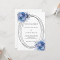 Blue florals silver frame wedding invitation | Zazzle