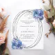 Blue florals silver frame wedding invitation | Zazzle