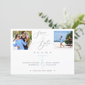 Blue Flourishes 2 Photos Sophisticated Wedding | Zazzle
