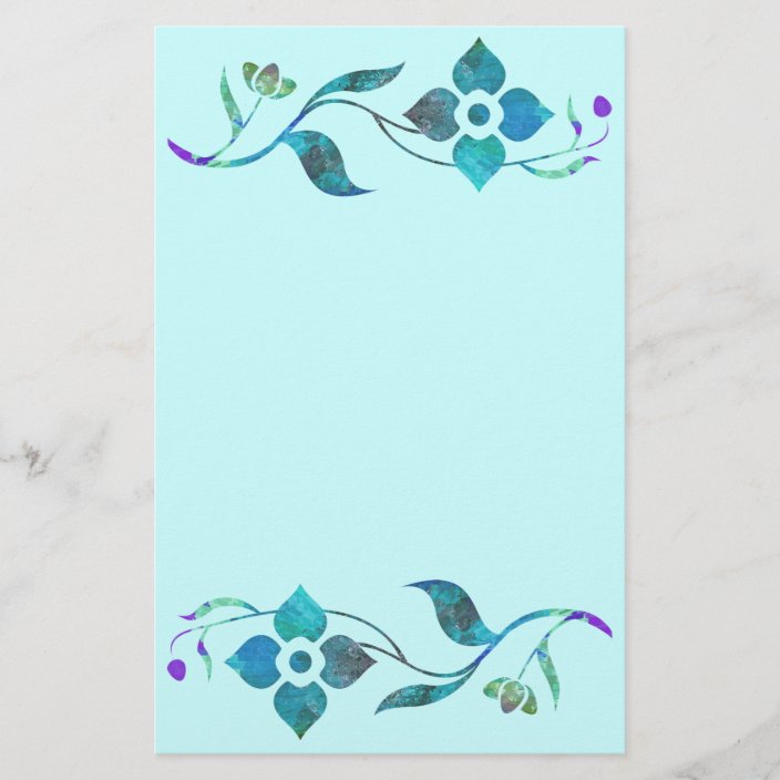 Blue Flower Border Stationery | Zazzle.com