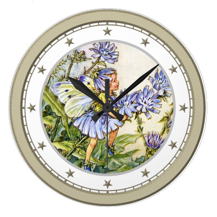 Blue Flower Fairy Large Clock | Zazzle.com