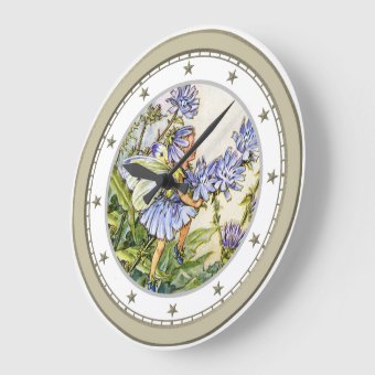 Blue Flower Fairy Large Clock | Zazzle