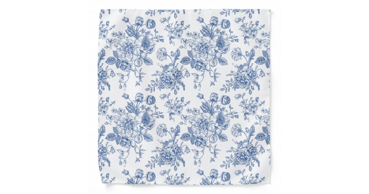 Blue Flower Pattern Bandana | Zazzle