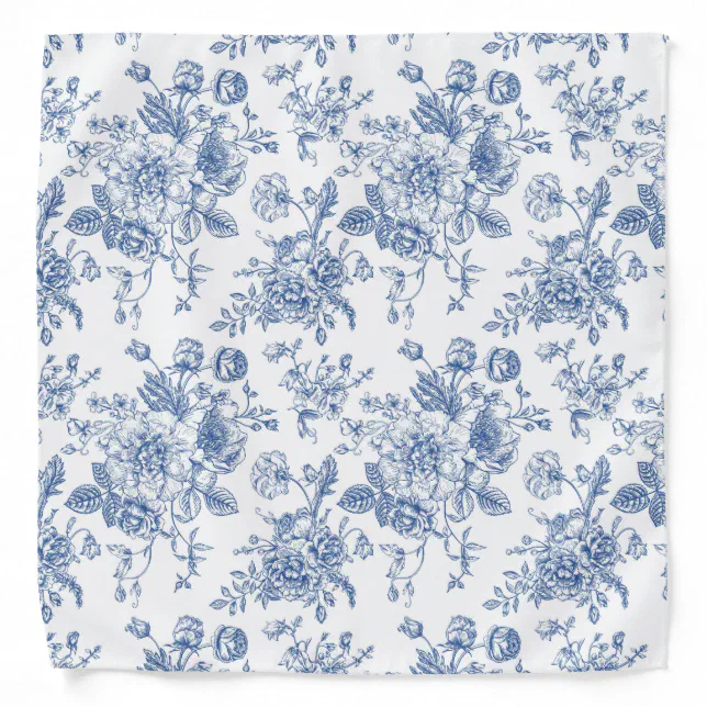 Blue Flower Pattern Bandana | Zazzle