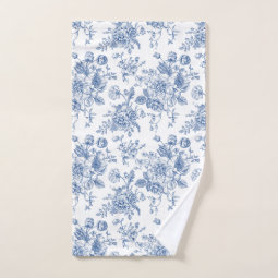 Blue Flower Pattern Bath Towel Set | Zazzle