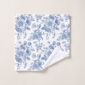 Blue Flower Pattern Bath Towel Set | Zazzle