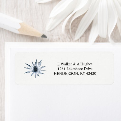 Blue flower simple elegant return address labels | Zazzle