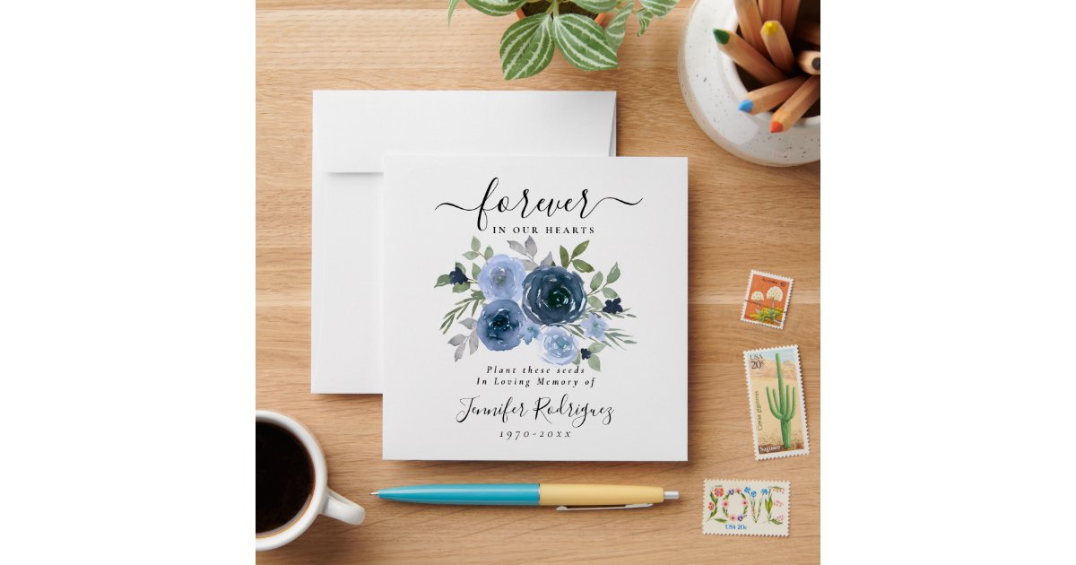 Blue Flowers Boho Seed Packet Memorial Funeral Envelope | Zazzle