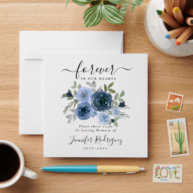 Blue Flowers Boho Seed Packet Memorial Funeral Envelope | Zazzle