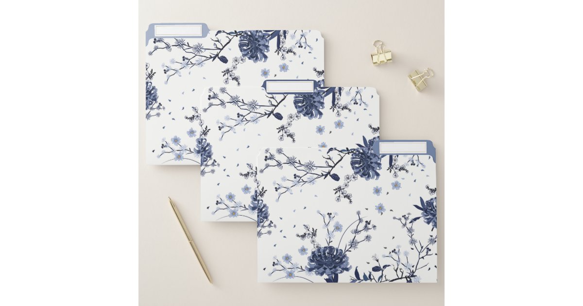 Blue flowers file folder | Zazzle