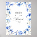 Blue Flowers Floral Frame Bridal Shower Welcome Poster | Zazzle