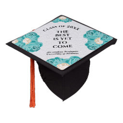 Blue Flowers Floral Inspired Graduate Custom Graduation Cap Topper | Zazzle