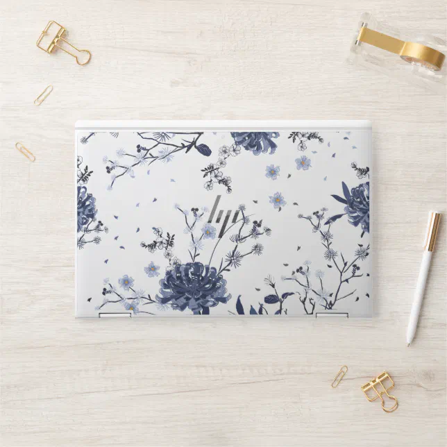 Blue flowers HP laptop skin | Zazzle