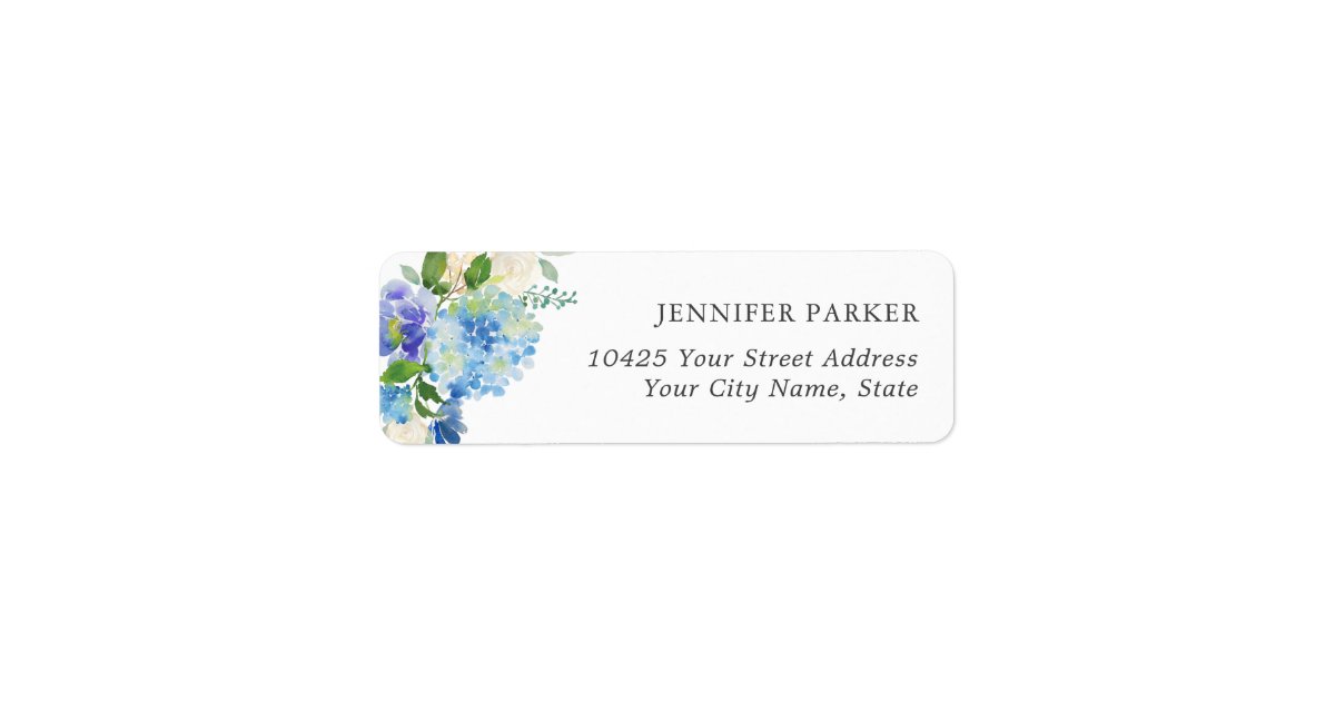 Blue Flowers hydrangeas Return Address Labels | Zazzle