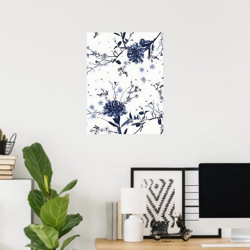 Blue flowers poster | Zazzle