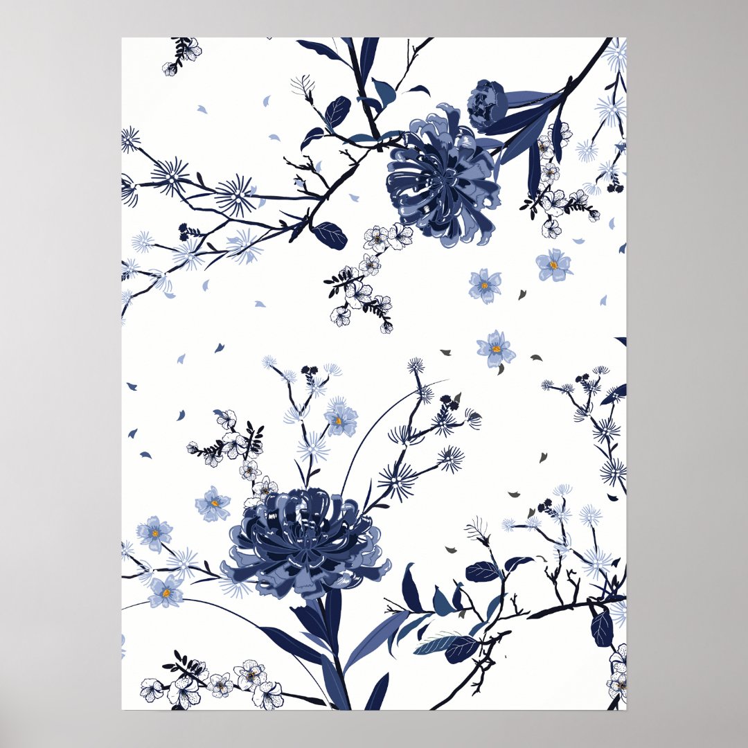 Blue flowers poster | Zazzle
