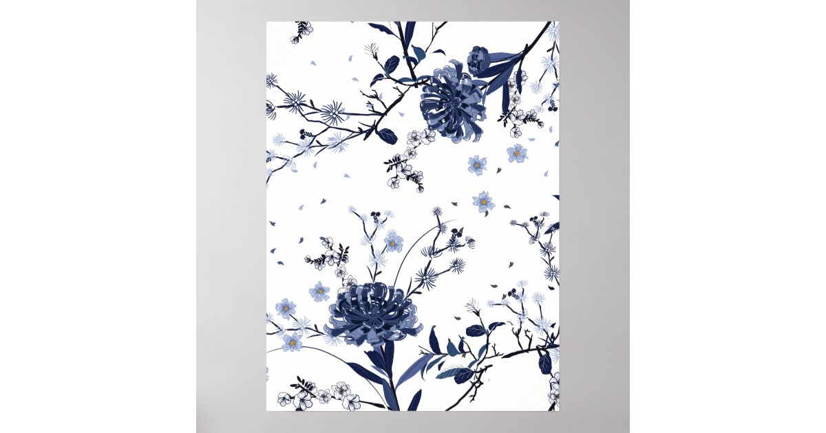 Blue flowers poster | Zazzle