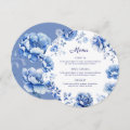 Blue Flowers Round Menu | Zazzle