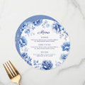 Blue Flowers Round Menu | Zazzle