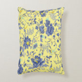 Blue Flowers Yellow Throw Pillow | Zazzle