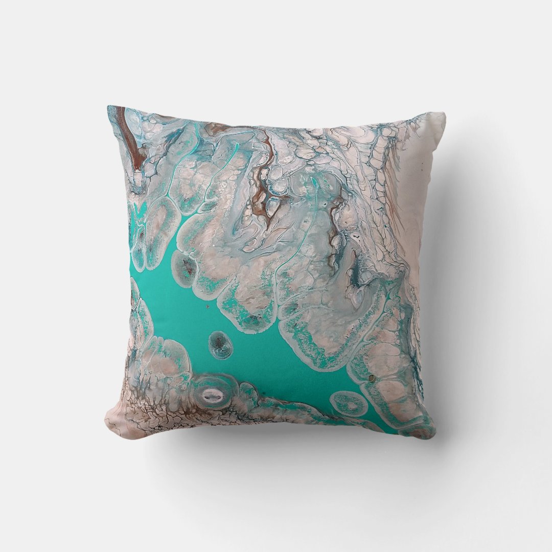 Blue Fluid Abstract Art Throw Accent Pillow | Zazzle