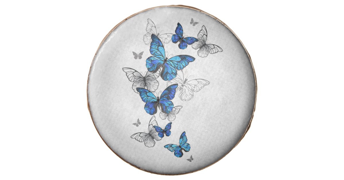 Blue Flying Butterflies Morpho Chocolate Covered Oreo | Zazzle