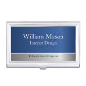 Blue Foil and Steel, Monogram Business Card Holder | Zazzle
