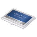 Blue Foil and Steel, Monogram Business Card Holder | Zazzle