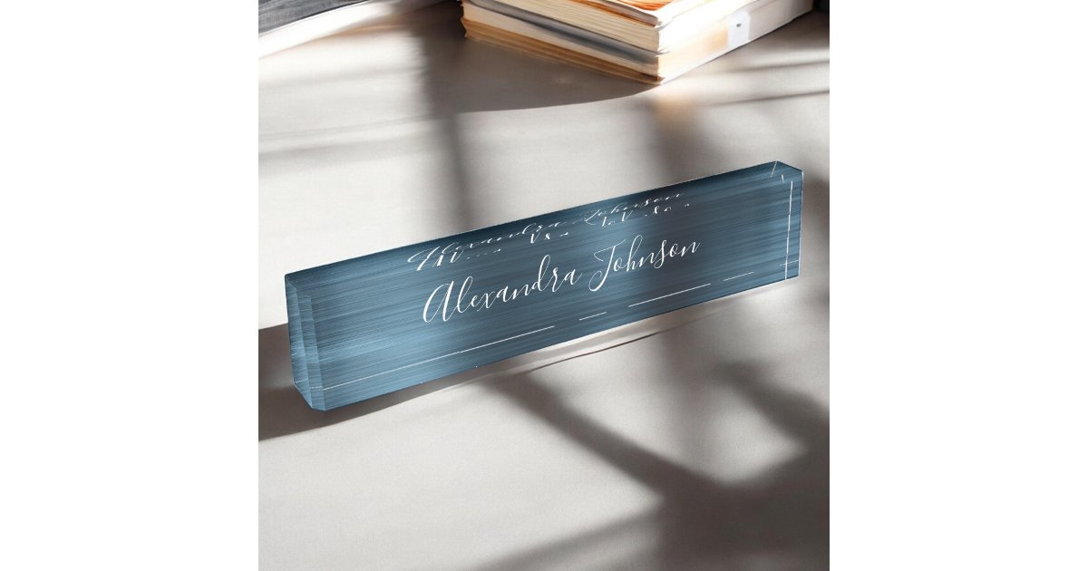 Blue Foil Metallic Modern Elegant Professional Desk Name Plate | Zazzle