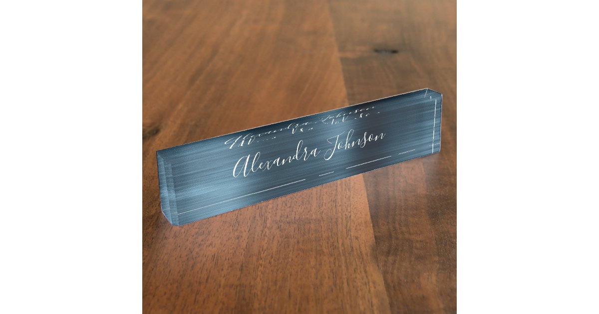 Blue Foil Metallic Modern Elegant Professional Desk Name Plate | Zazzle