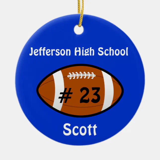 Blue Football Number Ornament | Zazzle