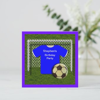 Blue Football Theme Birthday Party Invitations | Zazzle