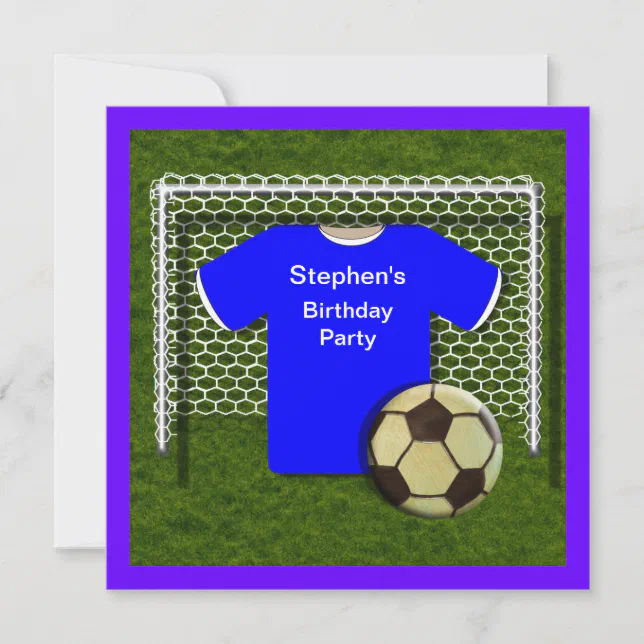 Blue Football Theme Birthday Party Invitations | Zazzle