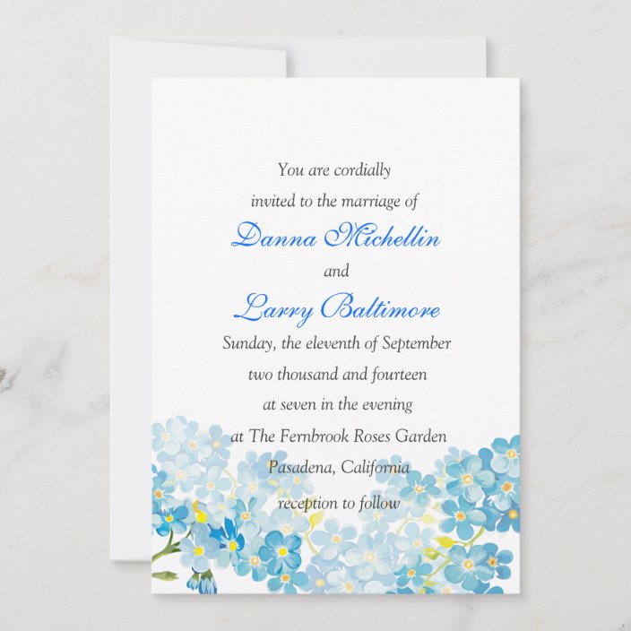 Blue Forget Me Not's Wedding Invitation | Zazzle.com