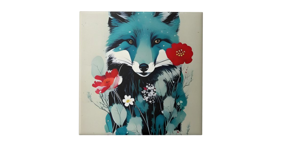 Blue Fox Ceramic Tile | Zazzle