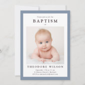 Blue Frame Simple Baptism Invitation | Zazzle