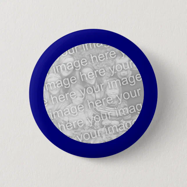 Blue Framed Round Photo Button | Zazzle