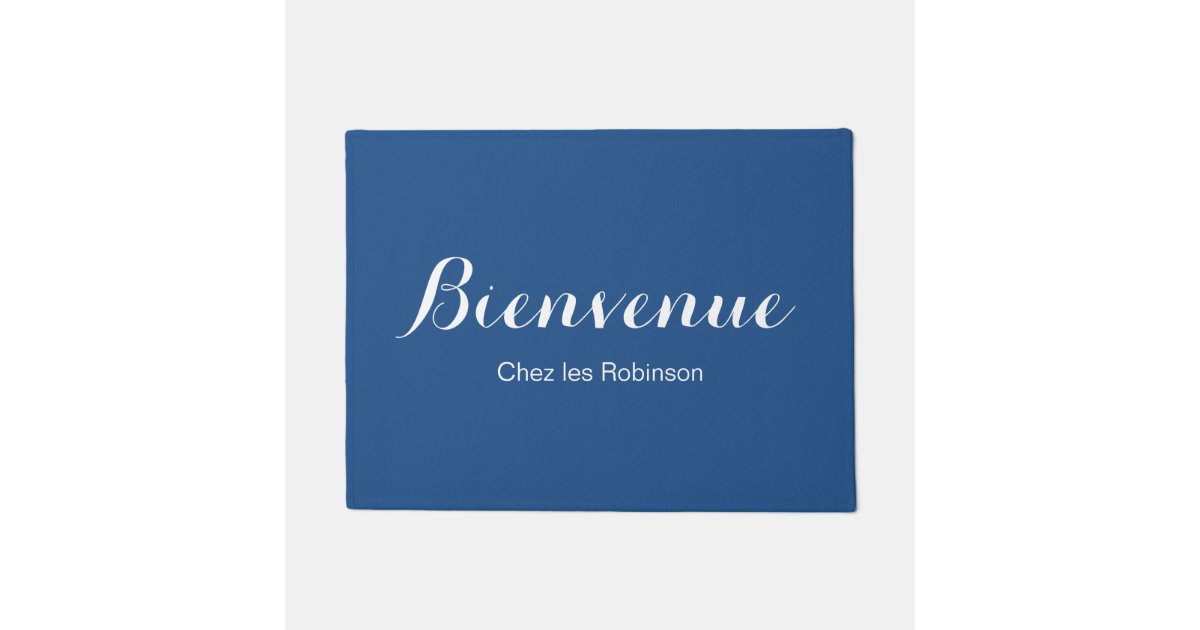 Blue French Bienvenue Welcome Mat | Zazzle