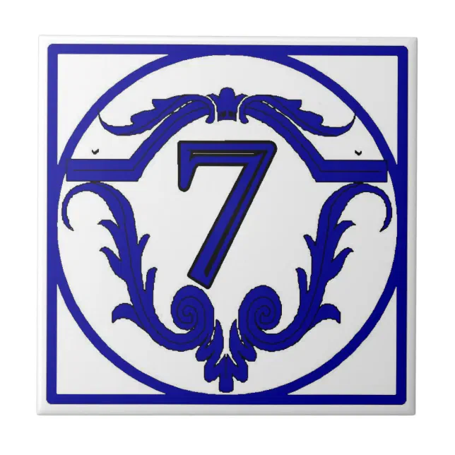 Blue French Letter House Number Tiles | Zazzle