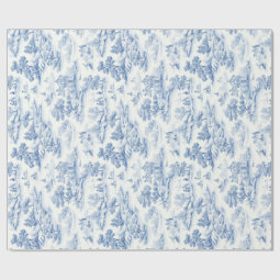 Blue French Toile de Jouy Vintage Style Elegant Wrapping Paper | Zazzle