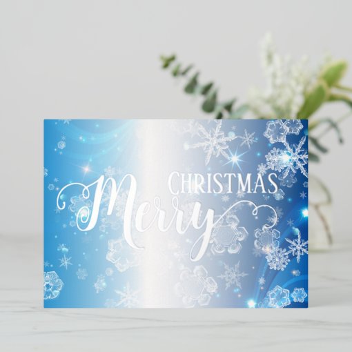 Blue Frozen Winter Wonderland Merry Christmas Foil Holiday Card | Zazzle