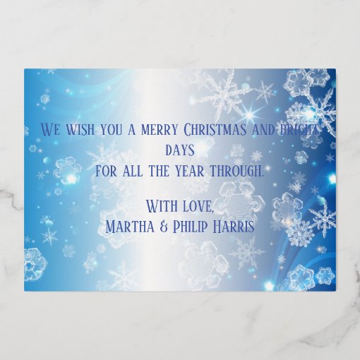 Blue Frozen Winter Wonderland Merry Christmas Foil Holiday Card | Zazzle