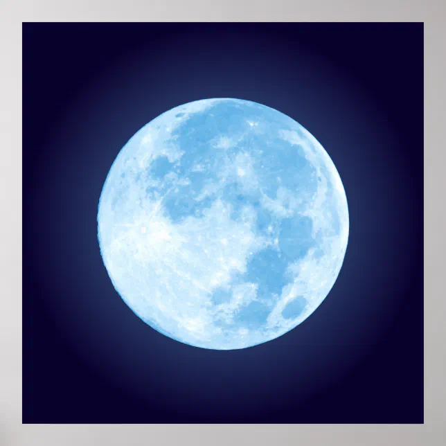 Blue Full Moon Poster | Zazzle