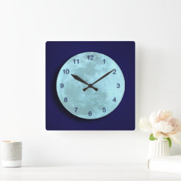 Blue Full Moon Wall Clock | Zazzle